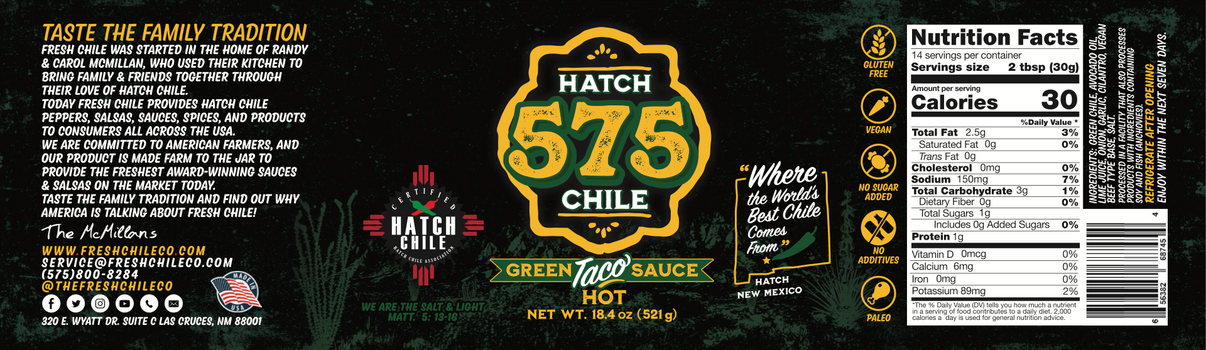 575 Hatch Green Chile | Street Taco Sauce